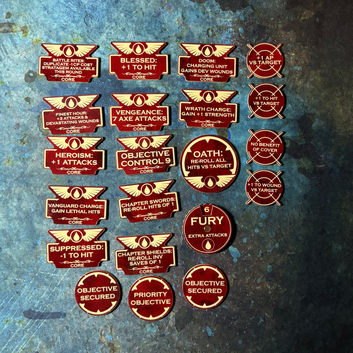 Bloody Angels Battle Brothers 10th Edition 40k Token Set – Pro Painted ...